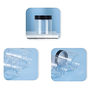 ericotry Clear PET Plastic (BPA Free) Refillable 8 Oz / 250ml Empty Cosmetic Containers Cases with Black Lid for Cream Lotion Bottle All Purpose Portable Household Containers (6 Pack)