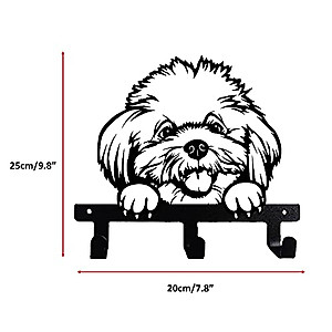 Fit Frenchie Poodle Maltipoo Cavapoo Cockapoo Silhouette Design Metal Wall Hook for Leash Keys Towel (Peekaboo)