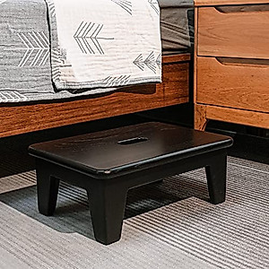 CONSDAN Step Stool for Bed, USA Grown Oak,Wooden, Adults,Seniors, 6.5" High Bed Stool, Non-Slip Mat, No Assembly Needed, Solid Wood, Black Color
