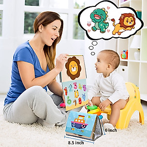 AUKZON Tummy Time Mirror Toys, Baby Toys 0 3 6 9 Months with Crinkle Book, Teethers, Black and White High Contrast Infant Toys, Montessori Sensory Toys Brain Development for Newborn