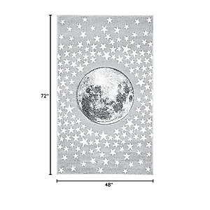 SAFAVIEH Carousel Kids Collection Accent Rug - 4' x 6', Light Grey & White, Non-Shedding & Easy Care, Ideal for High Traffic Areas for Boys & Girls in Playroom, Nursery, Bedroom (CRK135F)