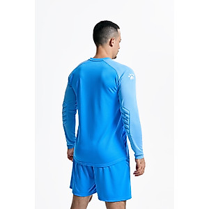 KELME Men's Soccer Goalie Jerseys,Padded Goalkeeper Kit,Youth Goalie Shirt and Pants with Socks Blue Medium