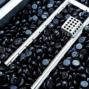 JHSDFOUIH Aluminum Alloy Fire Pit Table with Glass Wind Guard, 55000 BTU Auto-Ignition Propane Gas Firepit Table with Black Stove Stone, for Outdoor Garden Patio