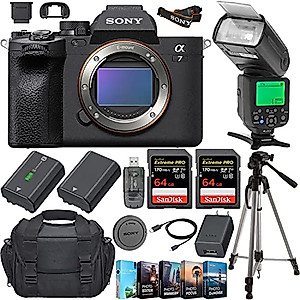 Camera Bundle for Sony a7 IV Full-Frame Mirrorless Camera Body Only with Speedlight TTL Flash and Accessories (128GB, Photo/Video Editing Software, and More)