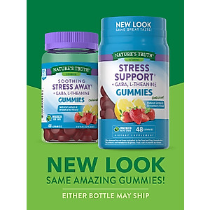 Stress Relief Gummies for Adults | with Gaba, L Theanine and Lemon Balm | Lemon Strawberry Gummies | Non-GMO, Gluten Free Supplement | by Nature's Truth