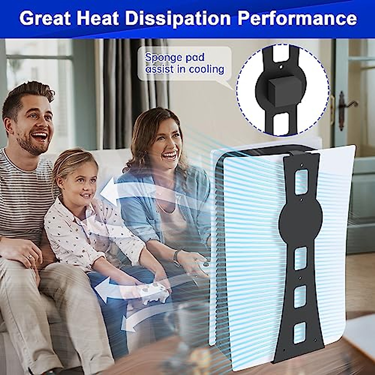 FOROIRON PS5 Holder Wall Mount Stand,Wall Mount for PS5,Mount on Wall Near or Behind TV,Compatible with Playstation 5 (Disc and Digital)