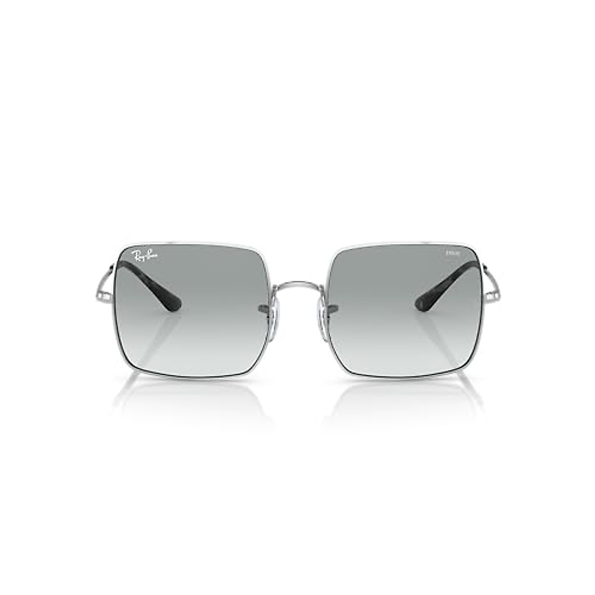 Ray-Ban Women's RB1971 Square Evolve Polarized Sunglasses, Silver/Photochromic Azure Gradient Blue, 54 mm + 1