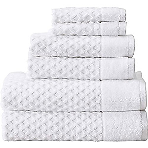 Simpli-Magic 79446 Diamond Bath Towels Set, 6 Piece Set, 2 Bath Towels, 2 Hand Towels, 2 Washcloths, White