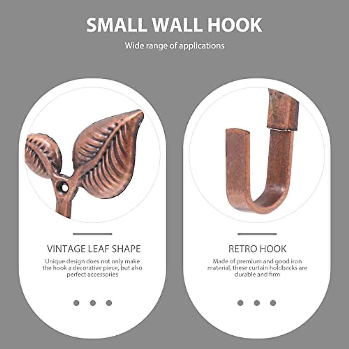 MAGICLULU 4pcs Metal Leaf Shaped Single Wall Hooks Vintage Iron Coat Hooks Rustic Wall- Mounted Coat Hangers for Home Scarf Bag Towel Key Cap Hat Copper