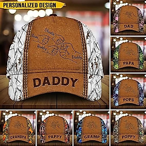 ParaDecor Personalized Dad Cap, Fist Bump Father's Day Family Cap, Custom Dad Cap, Dad Baseball Cap, 3D Baseball Cap Men, Baseball Cap for Dad, Fathers Day Hats for Men, Gift for Dad, Papa, Grandpa