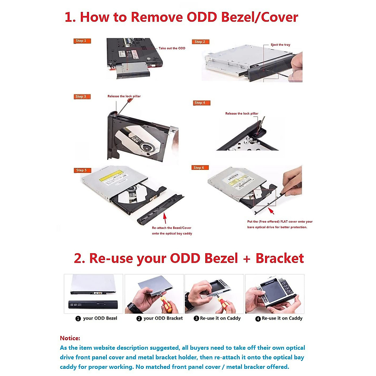 DY-tech 2nd SSD HDD Hard Drive Caddy for Dell Inspiron 15 3521 3537 5555 5558 5559 SU-208GB
