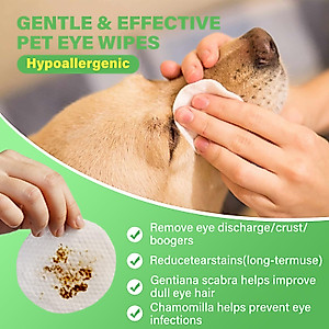 Pet Tear Stain Wipes - Dog Tear Stain Remover, Dog Eye Wipes, Gentle Formula for Cats & Dogs, Fast Care for Clean Fur (Large Size 120ct)