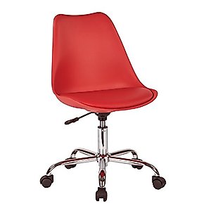 OSP Home Furnishings Emerson Student Armless Pneumatic Office Chair with Wheels, Red