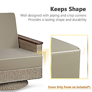 Porch Shield Outdoor Cushion Slipcovers Patio Chair Seat Cushion Covers Set 4 Waterproof Fade Resistant 19 x 19 x 4 inch, Beige