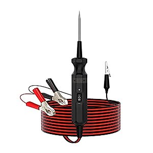 Power Circuit Probe Tester Polarity Identify Electrical Tester 6V-24V DC Short&Open Circuit Tester Automotive with 13FT Long Test Lead,LED Test Light,Buzzer,High-sensitive Test Pen,Overload Protection