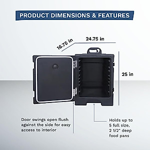 CenPro Insulated Food Pan Carrier, Holds 5 Full-Size Food Pans 2-1/2" Deep, Black (29A-007)