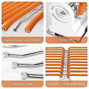 Pull Out Pants Rack for Closet 22 Arms, Pull Out Trousers Rack, 22.8”x18.1”x5.1”, Multi Functional Pull Out Pants Hanger Organizers, Dampening Buffer Sliding Rail, Maximum Load 33lbs, Orange