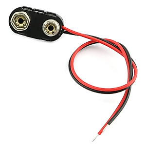 RuiLing 5pcs 9V Battery Clip with 15cm Lead Wire I Type 9v Cell Holder DIY Battery Buckle Connector