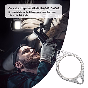 2 PCS Car Exhaust Gasket,2.5" 2-Bolt Exhaust Flange Gasket Replacement OEM#120-06310-0002,Standard Exhaust Manifold Gasket Car Accessories Made of High Temp Gasket Material(2.5inch)