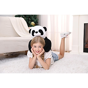 JellyMallow 5 lbs, 27 inches Panda Weighted Stuffed Animals, Cuddly Weighted Panda Plush Pillow Giant Plushie Ideal Gift for Adults & Kids