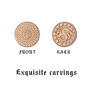 50 PCS Metal Dnd Coins with PU Leather Bag, Fantasy Gold Coins for Board Games, Game Tokens for Tabletop Rpg Games, Black Dragon Bag D and D Coins Collection, Mid-century Retro Gaming Accessories