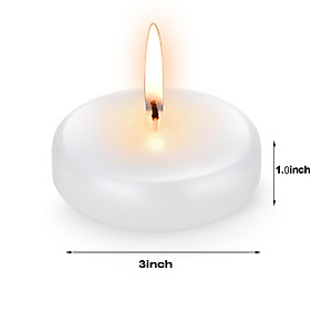 3 inch Floating Candles,12Pack White Dripless Wax Unscented Wax 13-15Hours Burning, Wedding Party Candles,for Centerpieces Suitable for Cylindrical Vases,Swimming Pool,Restaurant Decoration