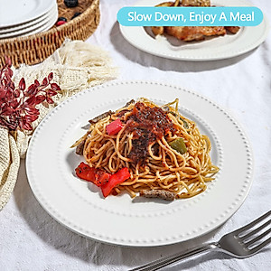 Wareland 2 Pieces Embossed Dinner Plates & Bright White Embossed Dots Square Dessert Plates Set of 6