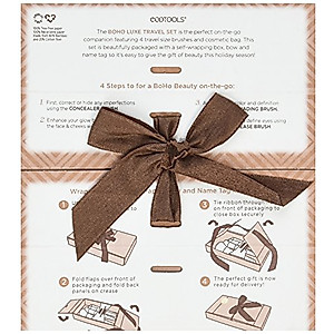 Ecotools Limited Edition Bamboo Boho Luxe Travel Make Up Brush Set, With 4 Travel Size Brushes with Globaly Inspired Cosmetic Bag; Includes Card, Bow, and Box, Great Gift Edition