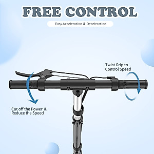 MAXTRA Folding Electric Scooter, Adjustable Handlebar Height for Kids Ages 6-12, up to 10mph ＆ 60 Long Battery Life