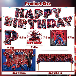 Spider Birthday Decorations, Spider Party Decorations Include Banner, Balloons, Tablecloth, Paper Tableware, Hanging Swirl, Backdrop, Spider Birthday Party