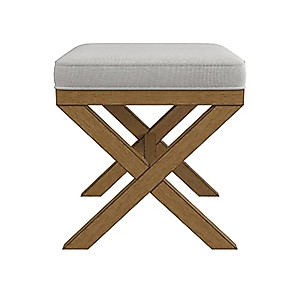Hillsdale Somerset Backless Wood Vanity Stool for Makeup Room or Bathroom, Dark Driftwood