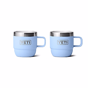 YETI Rambler 6 oz Stackable Mug, Stainless Steel, Vacuum Insulated Espresso/Coffee Mug, 2 Pack, Big Sky Blue