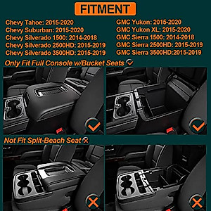 Center Console Organizer Fit for 2015-2020 Chevy Tahoe/Suburban/GMC Yukon|2014-2018 Chevrolet Silverado/GMC Sierra 1500, 2500/3500HD(2015-2019), Armrest Storage Box Tray with Coin Holder, 22817343…
