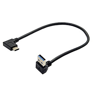 Cablecc Reversible USB 3.1 USB-C Angled to 90 Degree Up Angled A Male Data Cable for Tablet Mobile Phone