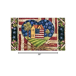 Toland Home Garden 800049 American Folk Heart Summer Door Mat 18x30 Inch Welcome Outdoor Doormat for Entryway Indoor Entrance