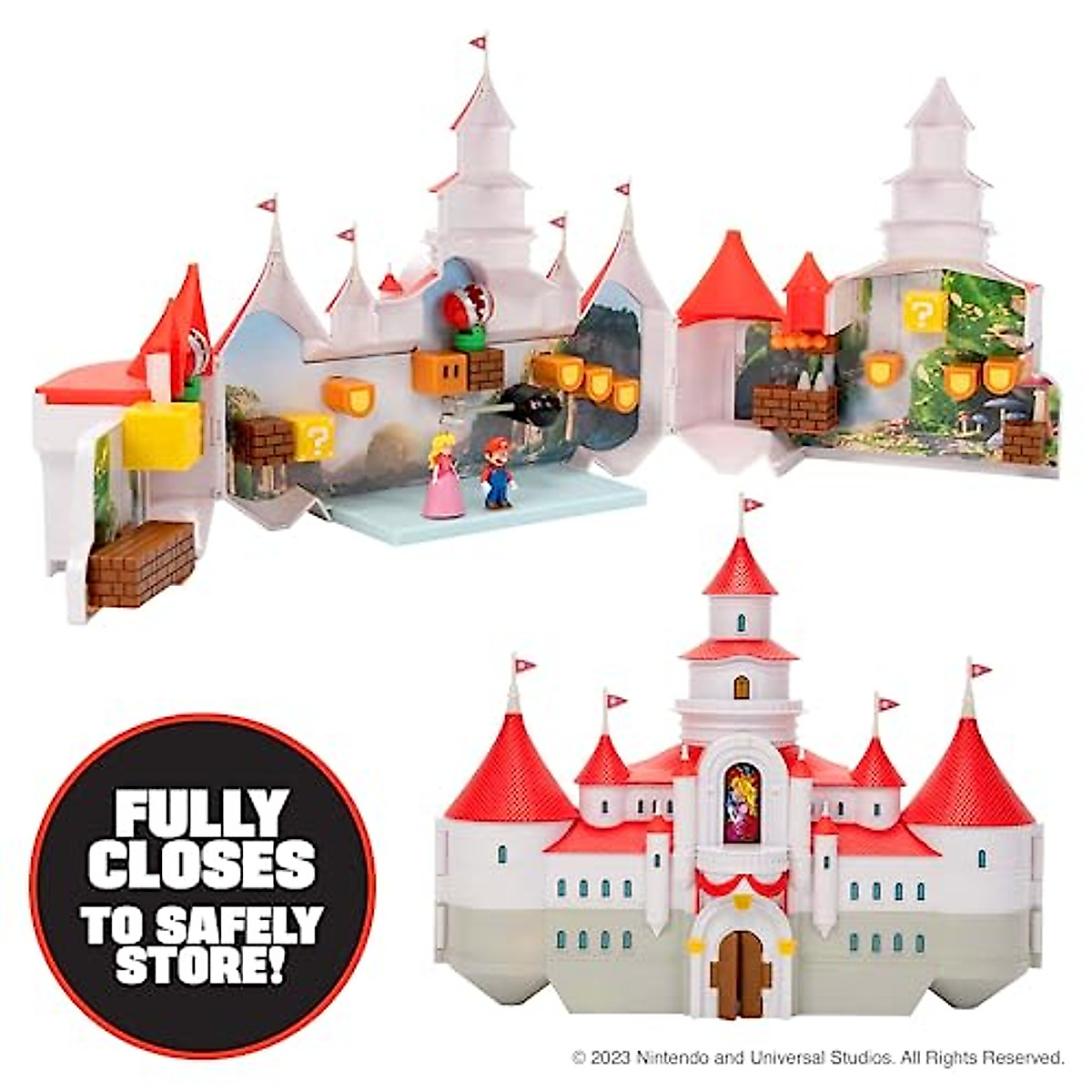 THE SUPER MARIO BROS. MOVIE – Mushroom Kingdom Castle Playset with Mini 1.25” Mario and Princess Peach Figures