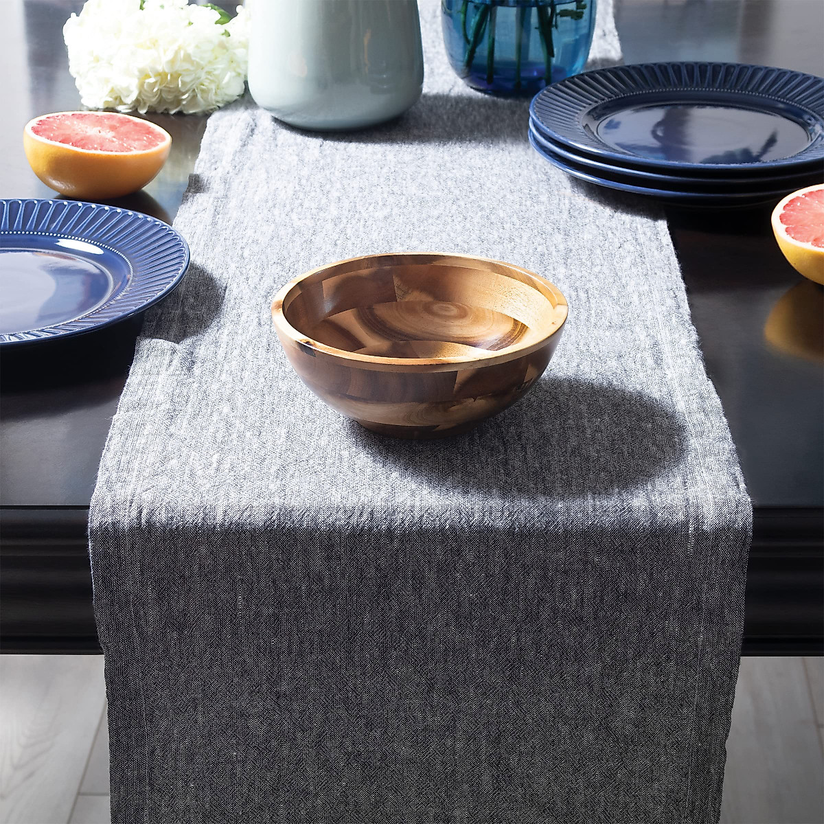 Lipper International Acacia Footed Round Flared Serving Bowl for Fruits or Salads, Small, 7" Diameter x 3" Height, Single Bowl