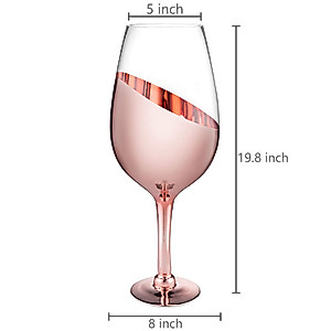 MyGift 20-inch Decorative Oversized Wine Glass with Copper Tone Metal Stem, Novelty Giant Champagne Magnum Chiller