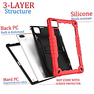 SOATUTO for Moderness Tablet MB1001 10.1 inch Case with Shoulder Strap Stand Soft Silicone Hybrid Case for 10 inch ZZB Velorim Freeski OLEXEX Bestski CZZ HAPPYBE ANYLAKE Okaysea Tablet (Red+Black)