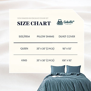 GOKOTTA Duvet Cover Queen Size, Rayon Made from Bamboo, Soft Duvet Cover Set 3 Piece with Button Closure, 1 Duvet Cover 90 x 92 Inches with Corner Ties and 2 Envelope Pillow Shams(Blue,Queen)