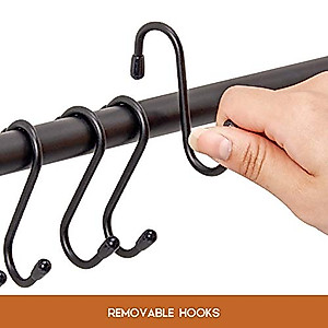 EZOWare Hanging Pot Lid Organizer Holder Rack with Drainboard Set, Includes 23.6 inch Kitchen Wall Mounted Rail Rod with 5 S Hooks for Utensils Pots Pans Lids - Black