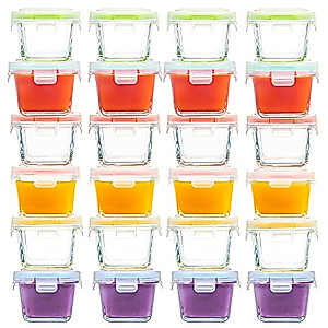 CZUMJJ 5 oz Square Glass Food Storage Containers Set of 24, Small Containers with Locking Lids, Airtight Glass Food Jars for Food Portion, Snacks | Freezer, Microwave & Dishwasher Safe