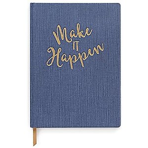 DesignWorks Ink Cloth Bound Personal Journal, Blue - Make it Happen