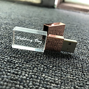 High Speed 32GB USB Flash Drive, Wedding Day Logo Crystal USB Memory Stick Pen Drive, Storage Udisk Pendrive