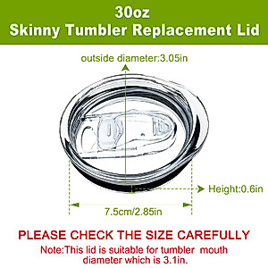 XccMe 30oz Skinny Tumbler Replacement Lids 2 Pack,Spill Proof Splash Resistant Silicone Sliding Covers,Straw Friendly, BPA Free