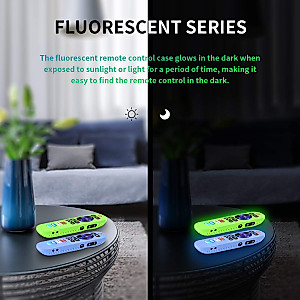 [4 Pack] Silicone Case for TCL Roku TV RC280 Remote, Protective Universal Replacement Lightweight/Shockproof TCL Roku TV Remote Cover with Lanyard (Glow Blue+Glow Green+Red+Blue)