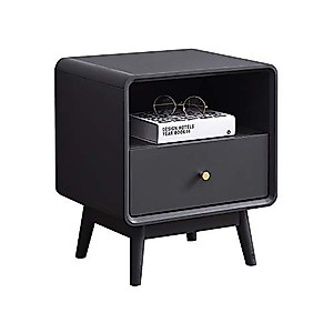 ZHAOLEI All Solid Wood Bedside Table Bedroom Nordic Home Wood Simple Bedside Storage Cabinet Gray