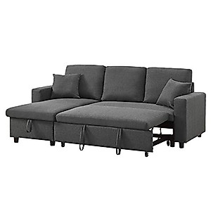 GTU Furniture Reversible Sectional Sleeper Sofa with Storage (Grey)