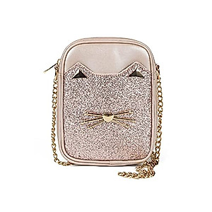 Cute Crossbody Purse for Teen Girls Sparkly Cat Purse and Small Crossbody Bags for Women Gift with Chain Strap