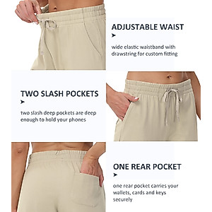 Cakulo 2024 Summer Capri Pants for Women High Waisted Casual Drawstring Wide Leg Cropped Lounge Pants Pockets